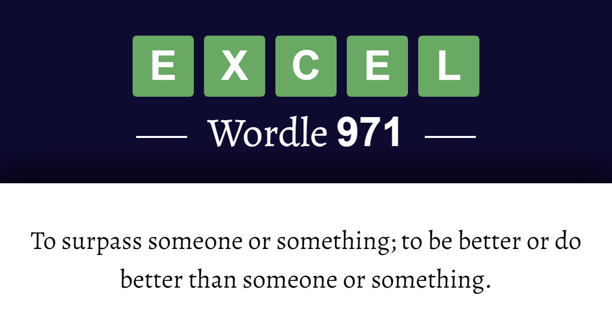 What Does EXCEL Mean In Wordle 971 15th February 2024 