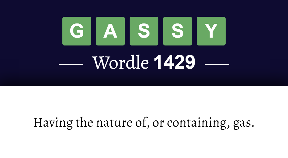 What does ‘GASSY’ mean in Wordle 1429? (18th May 2025)