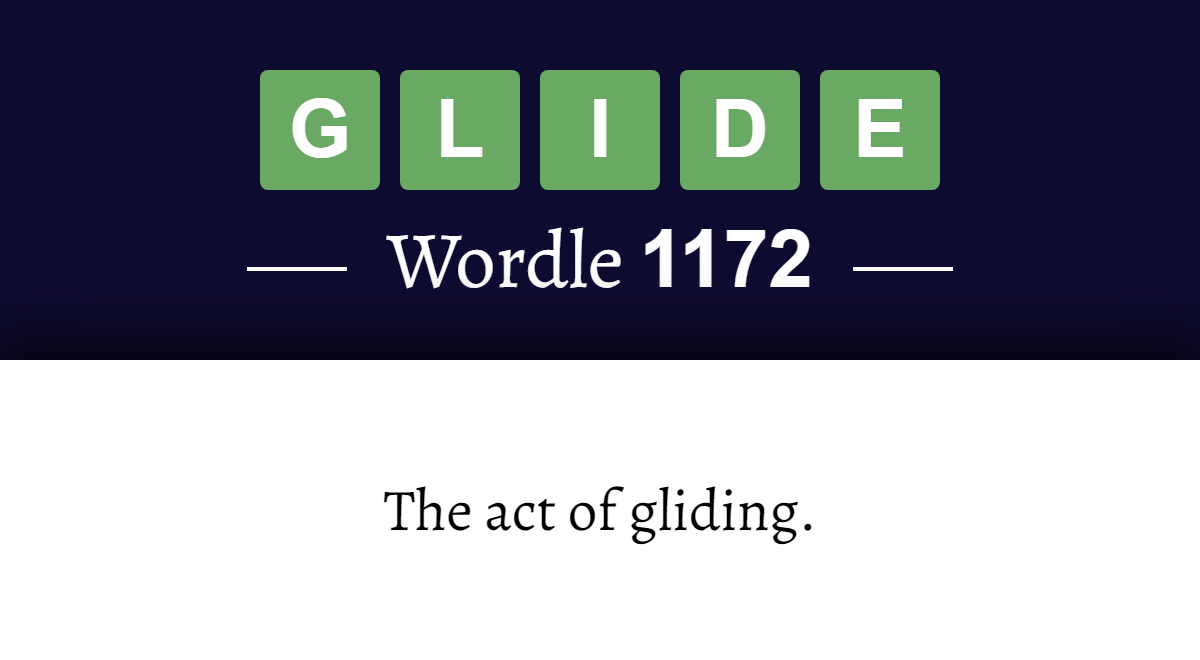 What does ‘GLIDE’ mean in Wordle 1172? (3rd September 2024)