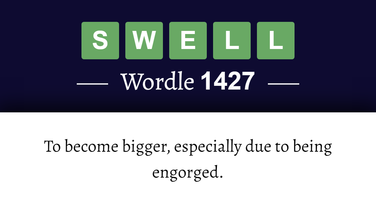 What Does SWELL Mean In Wordle 1427 16th May 2025 What Does SWELL Mean In Wordle 1427 16th May 2025