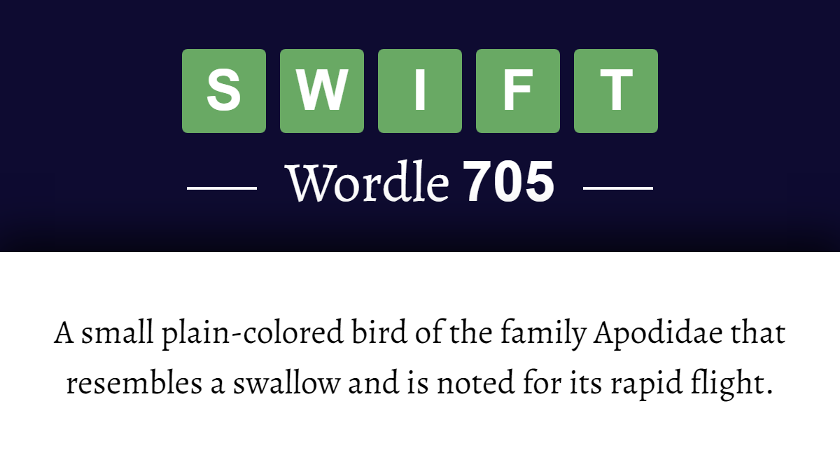 What does ‘SWIFT’ mean in Wordle 705? (25th May 2023)
