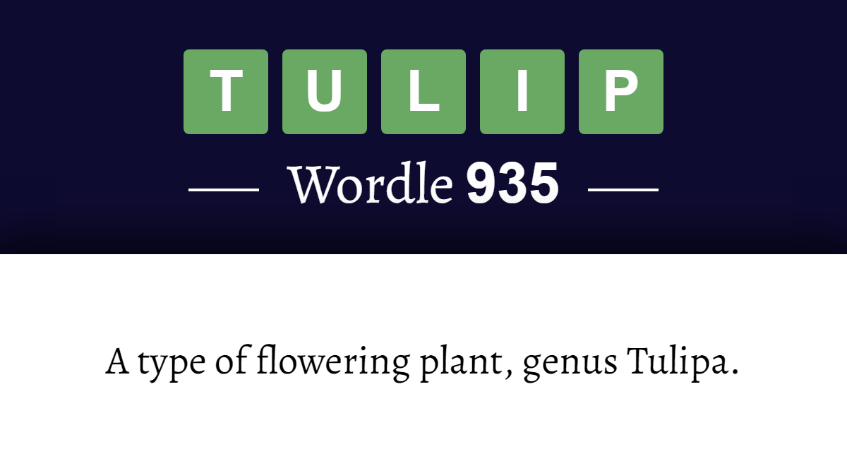 What does ‘TULIP’ mean in Wordle 935? (10th January 2024)