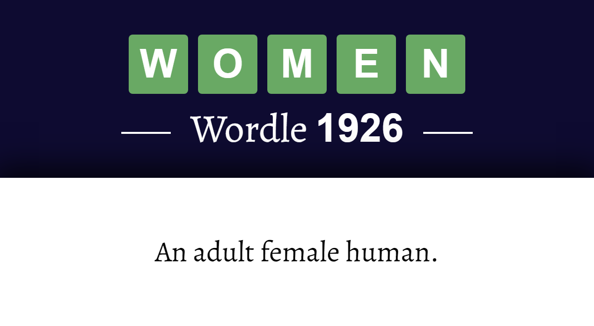 What does ‘WOMEN’ mean in Wordle 1926? (27th September 2026)